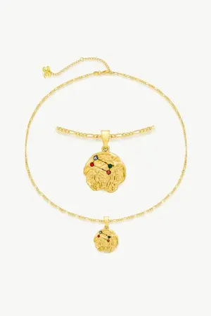 CLASSICHARMS Gold Sculptural Zodiac Sign Pendant Necklace Set Gemini