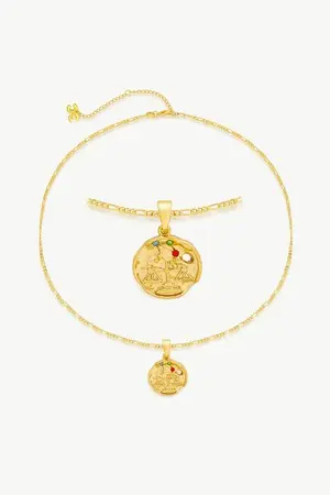 CLASSICHARMS Gold Sculptural Zodiac Sign Pendant Necklace Set Libra