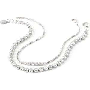 MINT & LILY Bezel Tennis & Classic Arc Bracelet Stack - Silver