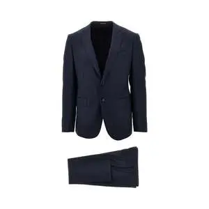 Emporio Armani M Line' Mélange Wool Suit - Blue