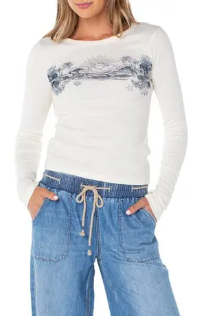 Roxy On Holiday Baby Rib Graphic T-shirt - Cloud Dancer