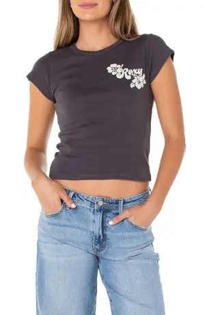 Roxy Hibiscus View Graphic Baby Tee - Phantom