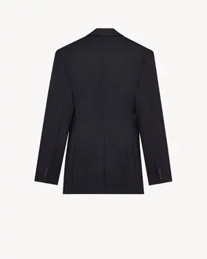 Saint Laurent Single-breasted Jacket In Brushed Wool Flannel