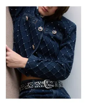 Liu Jo Quilted Embellished Denim Jacket
