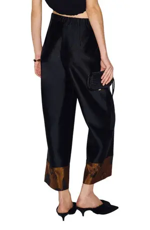 REFORMATION Olina Jacquard Hem Wide Leg Cropped Pants