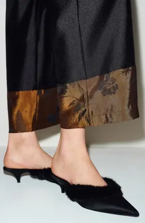 REFORMATION Olina Jacquard Hem Wide Leg Cropped Pants