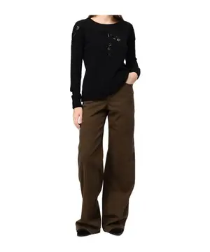 Ermanno Scervino Floral Embroidery Blended Pullover - Black