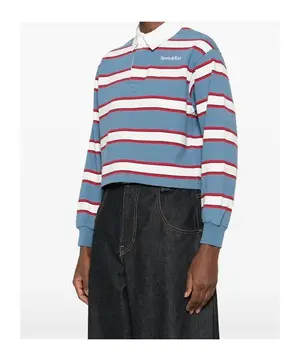 SPORTY  RICH Horizontal-striped Polo Shirt