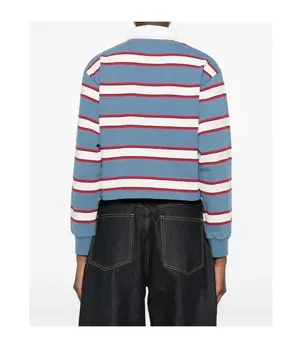 SPORTY  RICH Horizontal-striped Polo Shirt