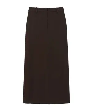 DUNST Pinstripe Column Midi Skirt - Brown