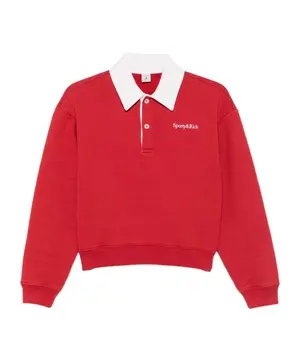 SPORTY  RICH Long-sleeve Polo Shirt - Red