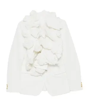 Comme Des Garçons Ruffled Floral-appliqué Jacket