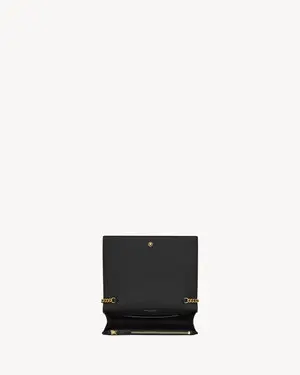 Saint Laurent Cassandre Envelope Chain Wallet In Crocodile-embossed Patent Leather