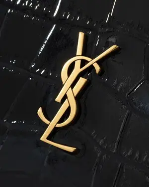 Saint Laurent Cassandre Envelope Chain Wallet In Crocodile-embossed Patent Leather