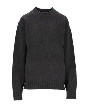 DUNST Ribbed Mock-neck Knitted Sweater - Black