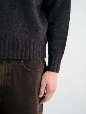 DUNST Ribbed Mock-neck Knitted Sweater - Black