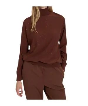 Marella Sequin High-neck Sweater - Red