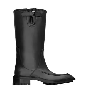 Saint Laurent Buckled Leather Boots - Black