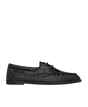 Saint Laurent Le Loafer Boat Shoes In Hagfish - Black