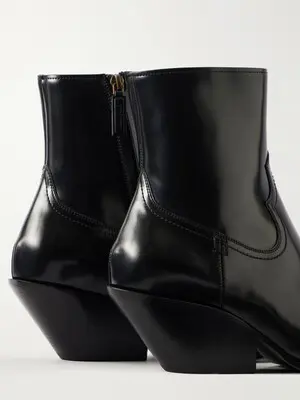 Saint Laurent Dylan Booties In Smooth Leather