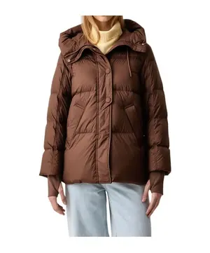 Marella Quilted Hooded Down Jacket - Camel