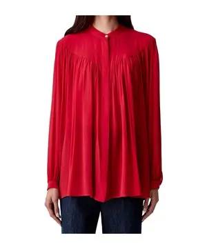 Marella Crew-neck Puff-sleeve Shirt - Red