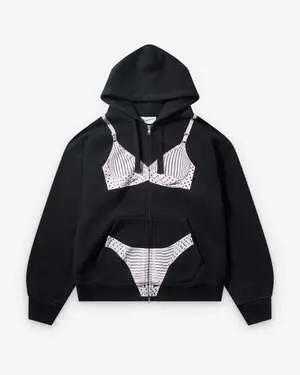 Vaquera Graphic-print Zip-up Hoodie - Black