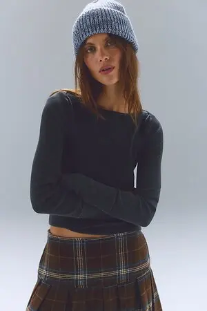 Free People We The Free Riviera Long Sleeve Thermal - Black