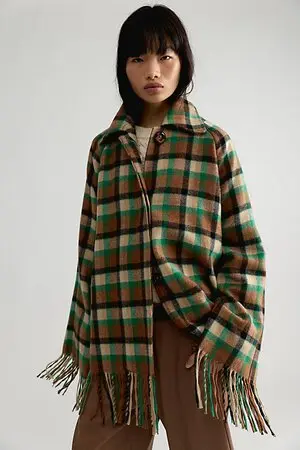 Rodebjer Yuna Short Check Coat - Nuffy/leaf