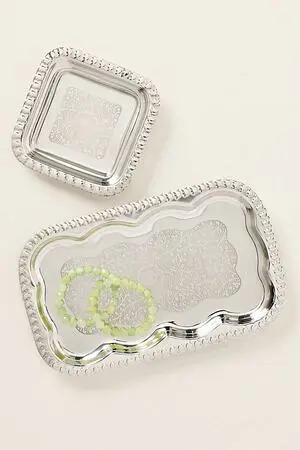 Anthropologie Fleur Etched Silver Trket - Rectangle