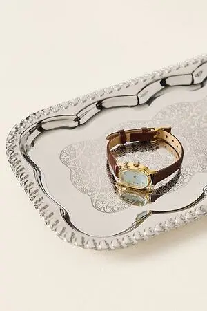 Anthropologie Fleur Etched Silver Trket - Rectangle