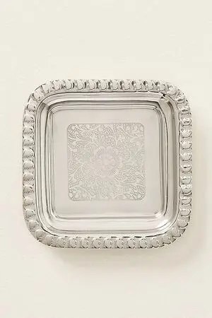 Anthropologie Fleur Etched Silver Trket Square