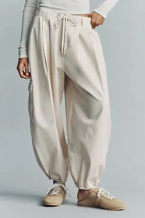 Anthropologie 100% Cotton Overd Balloon Cargo Pants - Neutral
