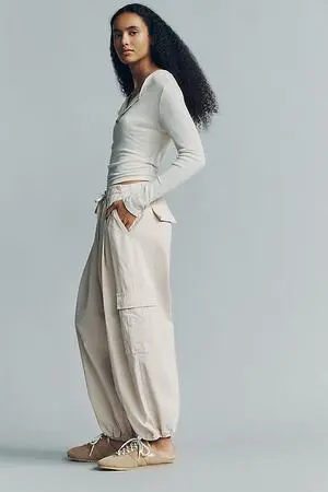 Anthropologie 100% Cotton Overd Balloon Cargo Pants - Neutral