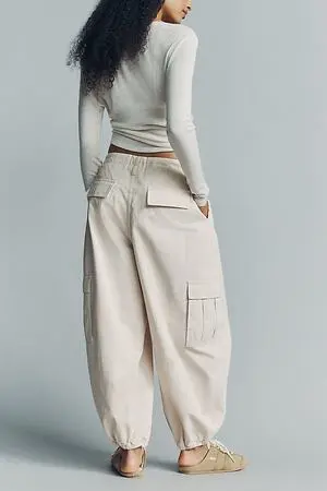 Anthropologie 100% Cotton Overd Balloon Cargo Pants - Neutral