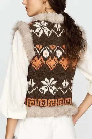 TACH Zapican Hand Knit 100% Mero Wool Sweater Vest