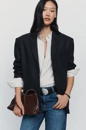 ANINE BING Qun 100% Wool Blazer Jacket - Grey