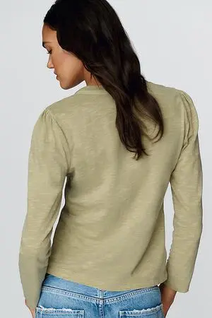 PILCRO Meadow 100% Cotton Henley Tee - Moss