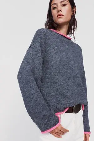 PILCRO Campbell Roll Neck Sweater Grey