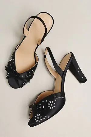 Maeve Crystal Slgback Heeled Sandals Black