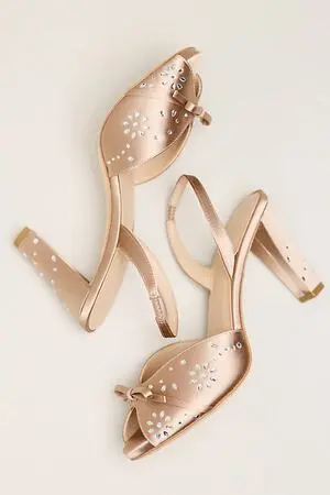 Maeve Crystal Slgback Heeled Sandals Neutral