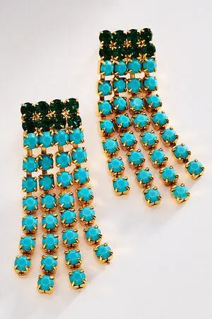 THE PINK REEF Cowgirl Drop Earrgs - Green Pattern