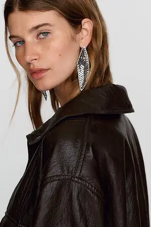 Lna Mercer Faux Leather Funnel Neck Jacket