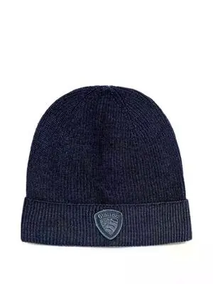 BLAUER. Oliver Logo-patch Ribbed-knit Beanie Hat - Blue