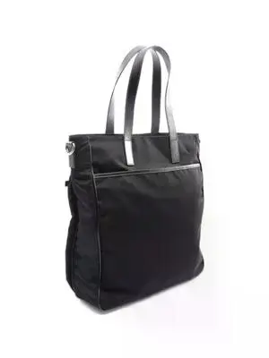 Prada 2010s Triangle Logo Saffiano Leather Tote Bag