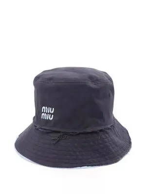 Miu Miu 2010s Logo-embroidered Bucket Hat - Blue