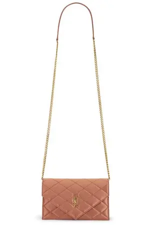Saint Laurent Chain Wallet In Pink - Nut