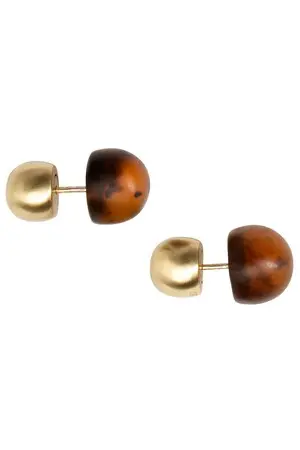 Dinosaur Designs Small Ball Stud Earrings In Brown - Tortoise