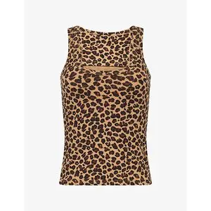 NEVER FULLY DRESSED Print Scoop-neck Ribbed Tank Top