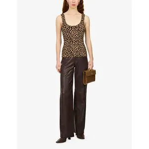 NEVER FULLY DRESSED Print Scoop-neck Ribbed Tank Top